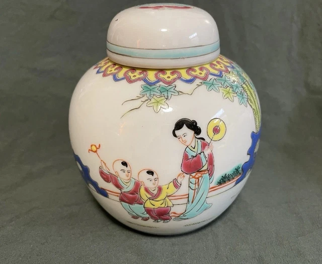 VINTAGE CHINESE GINGER Jar Geisha And Children Design £37.08 - PicClick UK