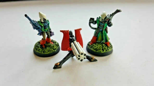 WARHAMMER 40K EARLY ELDAR HEAVY WEAPONS x 3 Pcs PAINTED METAL 80's £10. ...