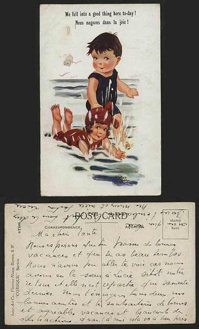 ARTHUR BUTCHER OLD Postcard Fell into Good Thing - SWIM $6.34 - PicClick AU