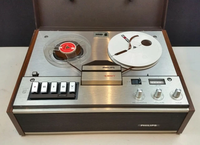 PHILIPS 4307 4-TRACK Vintage Reel to Reel Tape Recorder Player Portable ...