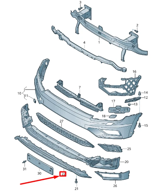 VW TIGUAN AD MK2 Front Bumper Lower Underrun Bar 5NA807532BYN9 NEW ...