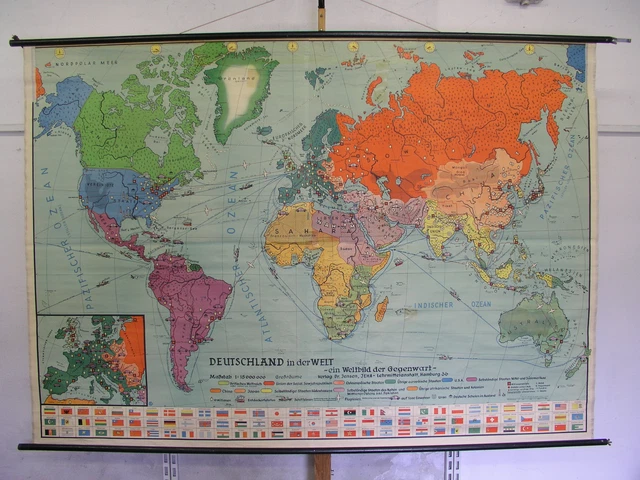 BEAUTIFUL OLD WORLD map Germany in the world cars 235x165 cm vintage ...
