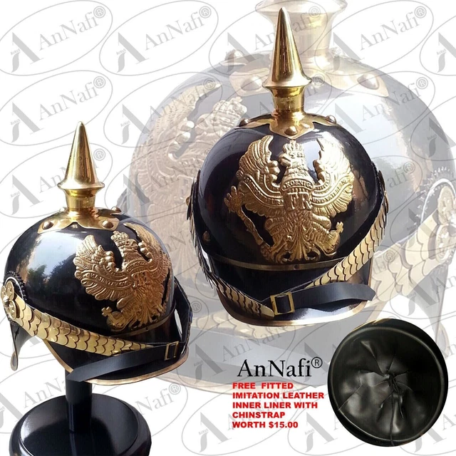 WW1, WW2 LEATHER German war Prussia Prussian PICKELHAUBE Spiked HELMET ...