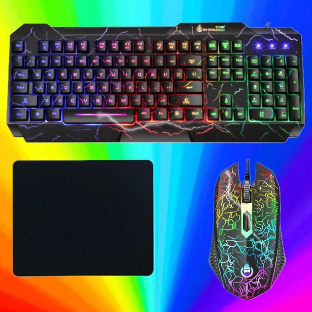 RGB LED BACKLIGHT Gaming Keyboard Mouse Keypad Pad Combo For Computer ...