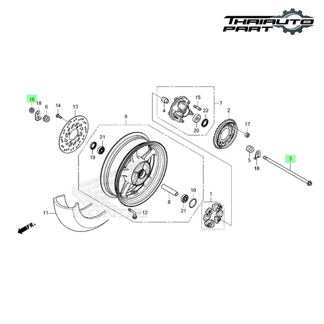 GENUINE REAR WHEEL Axle Spindle Bolt W/ Nut Kit Honda Grom Msx125 2021 ...