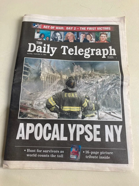 NEWSPAPER THE DAILY TELEGRAPH SEPTEMBER 13 2001 9/11 SPECIAL EDITION ...