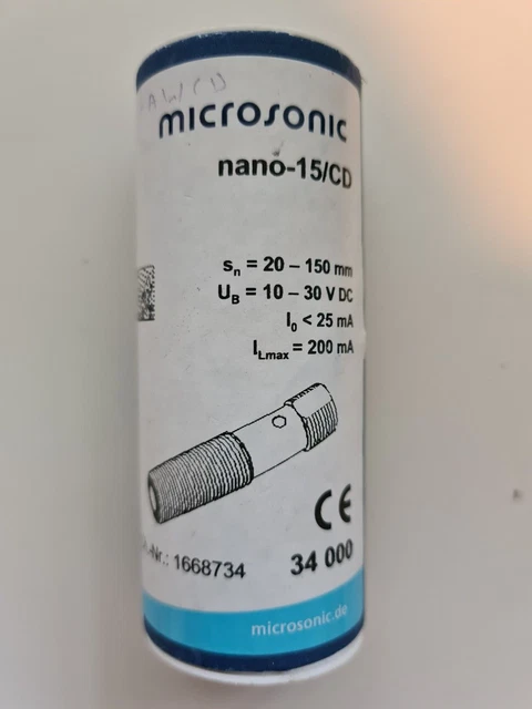MICROSONIC INDUSTRIAL ULTRASONIC sensor nano-15/CD M12 connector EUR ...