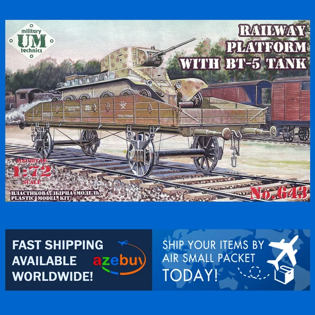 SOVIET RAILWAY PLATFORM With A BT-5 Tank 1/72 Scale Plastic Model Kit ...