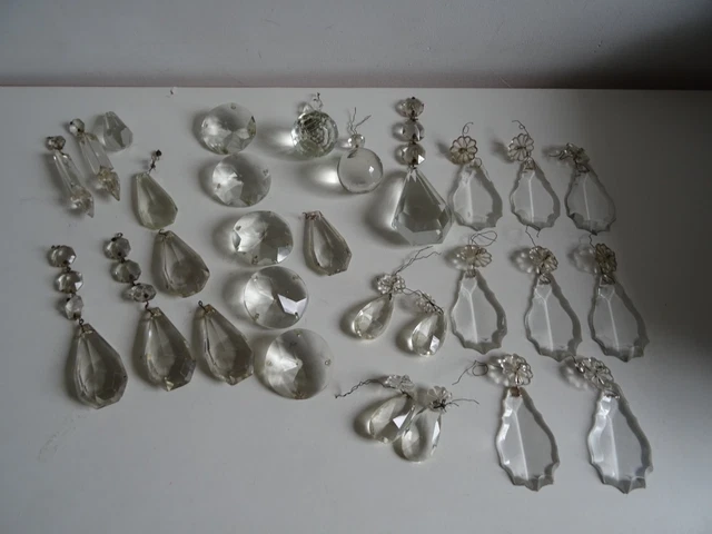 LOT DE PAMPILLES Cristal Lustre Ancien 29 pièces EUR 59,90 - PicClick FR