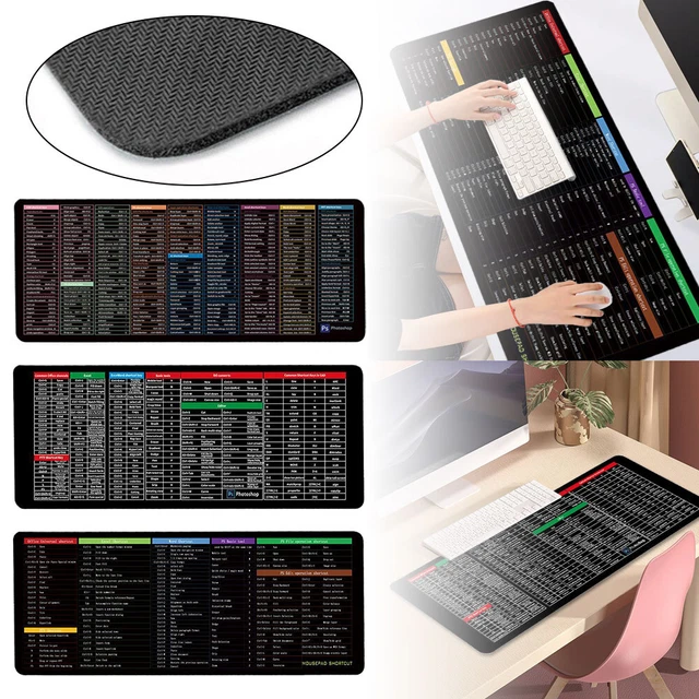 EXCEL SHORTCUTS CHEAT Sheet Office Mouse Pad Keyboard Mats Desk Giant ...
