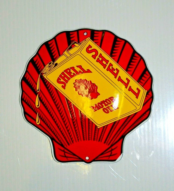 PLAQUE ÉMAILLÉE SHELL coquille rouge huile automobile enamel sign ...