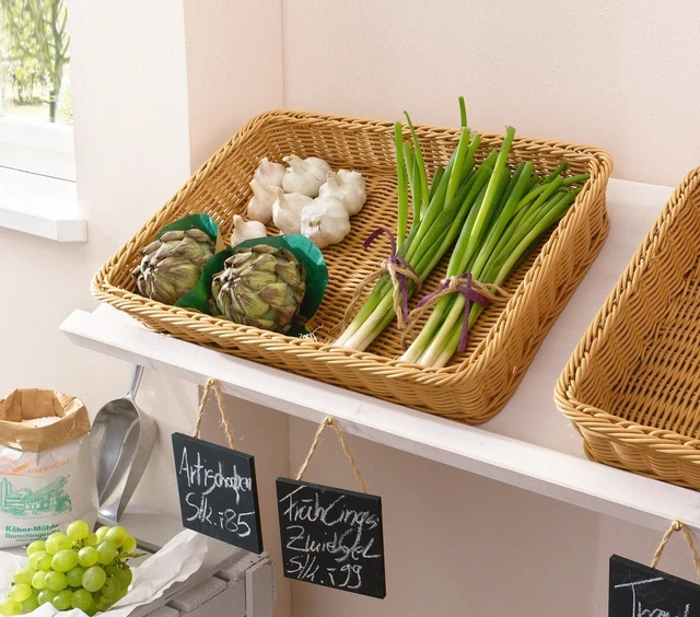 AUSLAGEKORB AUS POLY-RATTAN 60x40 cm, Regal Obst Brot Servier Buffet ...