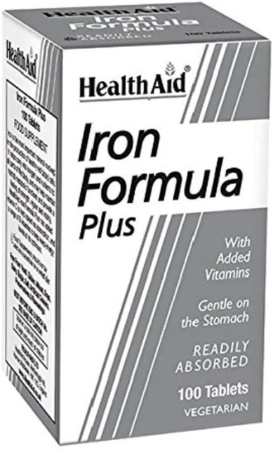 HEALTHAID IRON FORMULA Plus - 100 Count (Pack of 1) Vegetarian Tablets ...