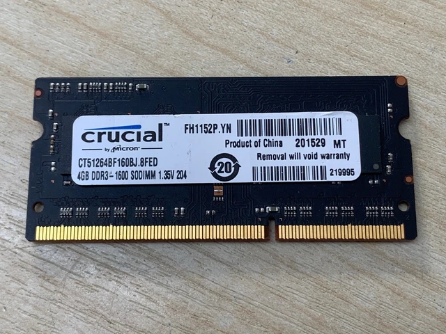 CRUCIAL MICRON 4GB PC3L-14900S 1866Mhz DDR3 Mémoire Sodimm ...