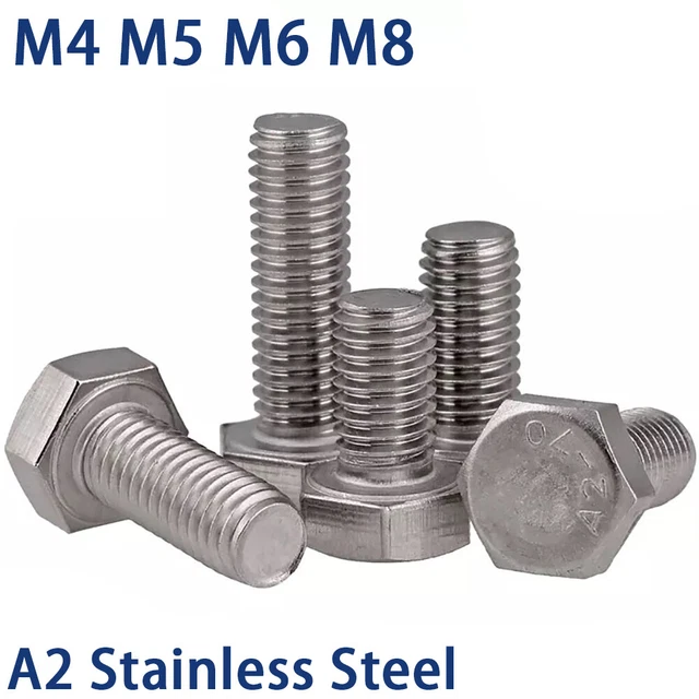 M4 M5 M6 M8 Hexagon Bolts Head Fully Threaded Set Screws A2 Stainless ...
