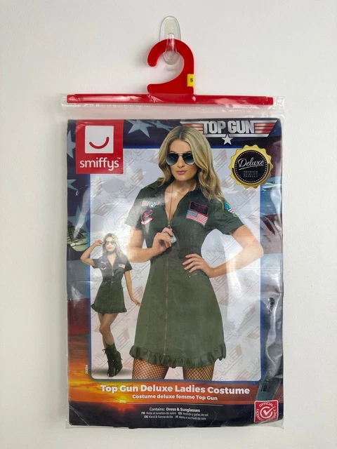 LADIES 1980S 80'S Licensed Top Gun Fancy Dress Costume Dress by Smiffys ...