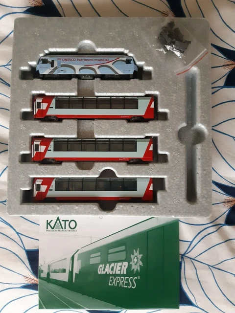 ECHELLE N KATO 10-1816 Coffret Glacier Express RhB Ge 4/4 III avec 3 ...