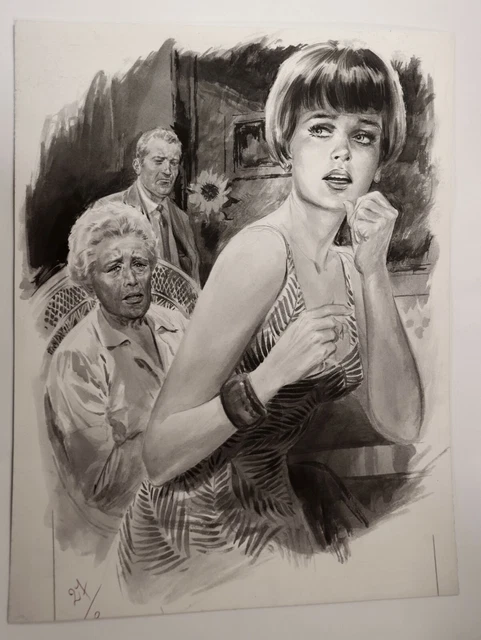 1966 DESSIN ORIGINAL Angelo Di Marco Lavis encre de chine Roman-Photo ...