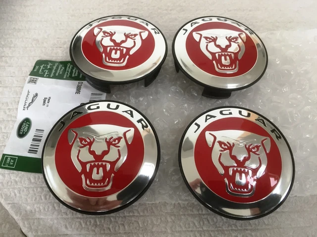 GENUINE JAGUAR RED ALLOY WHEEL CENTRE CAP BADGES BRAND NEW XF XE XK S F ...