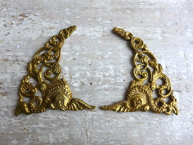 VINTAGE LONGCASE CLOCK Brass Fish Decoration Spandrel Set of 2 Any Project £28.00 - PicClick UK