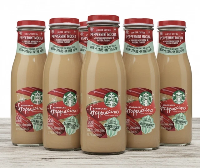 6 PACK! NEW! 2026! Starbucks Peppermint Mocha, 13.7 oz Bottles, LIMITED ...