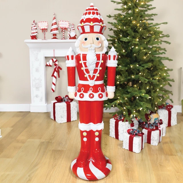 4FT LED CANDY Cane Nutcracker 119cm Red & White Outdoor/Indoor ...