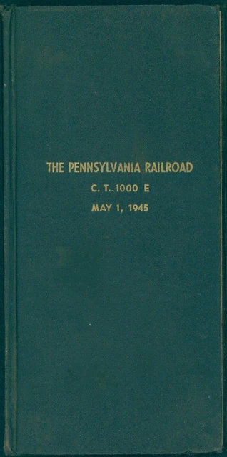 1945 PENNSYLVANIA RAILROAD CT 1000 List of Stations and Sidings and ...
