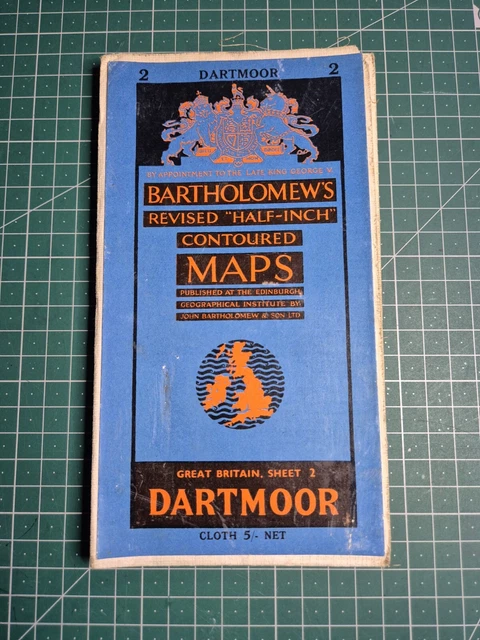 VINTAGE BARTHOLOMEW'S REVISED Half-inch Contoured Cloth Map Dartmoor ...