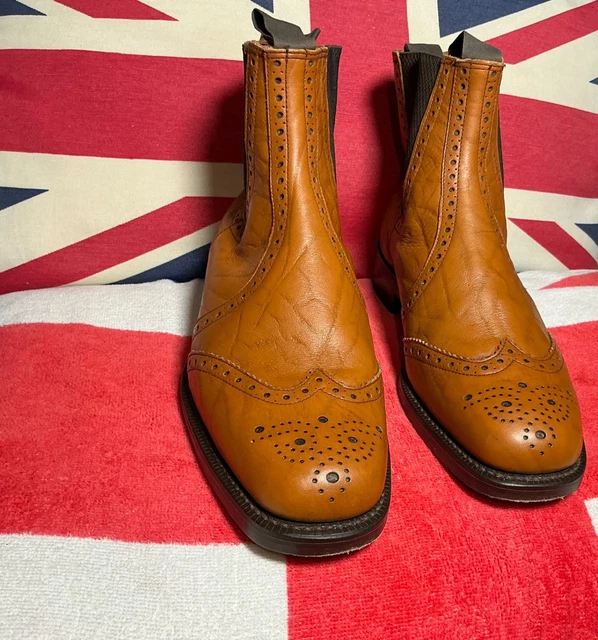 ALFRED SARGENT NEWMARKET Mustang Leather Cedar Brogue Chelsea Boots UK ...