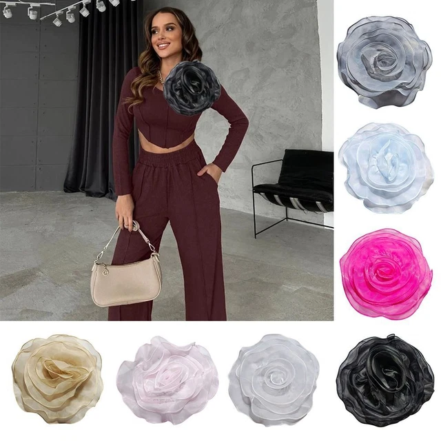 FABRIC ARTIFICIAL ROSE Flower Patch 27CM Chest Flower 3D Flower Corsage ...