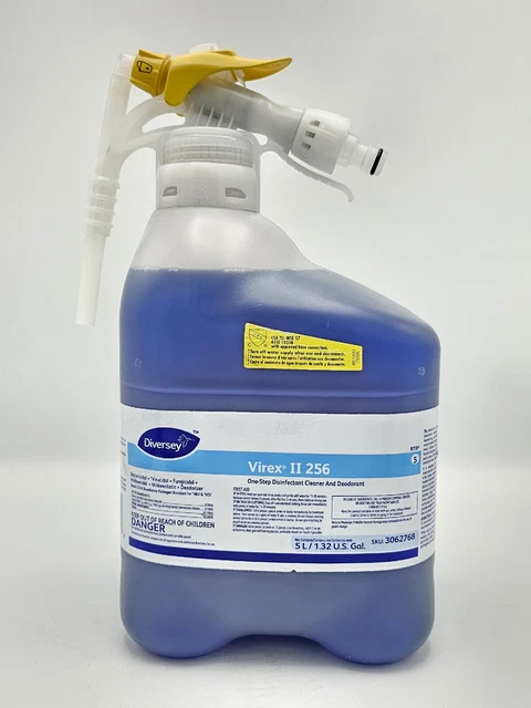 DIVERSEY VIREX II 256 One Step Disinfectant Cleaner 5L + Free RTD Water ...