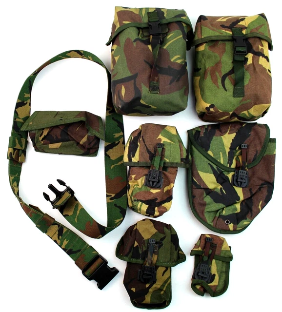 GENUINE DUTCH ARMY WEBBING BELT WITH 7 POUCHES in DPM WOODLAND CAMO ...