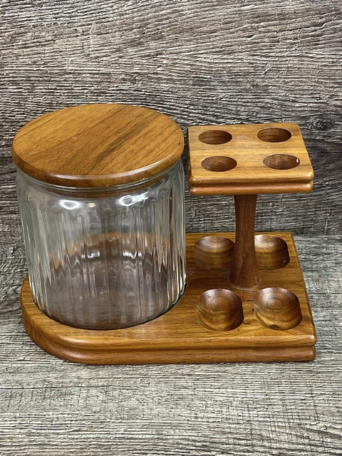 VINTAGE 6-PIPE WALNUT Display Tobacco Rack Aztec Glass Humidor £62.89 ...