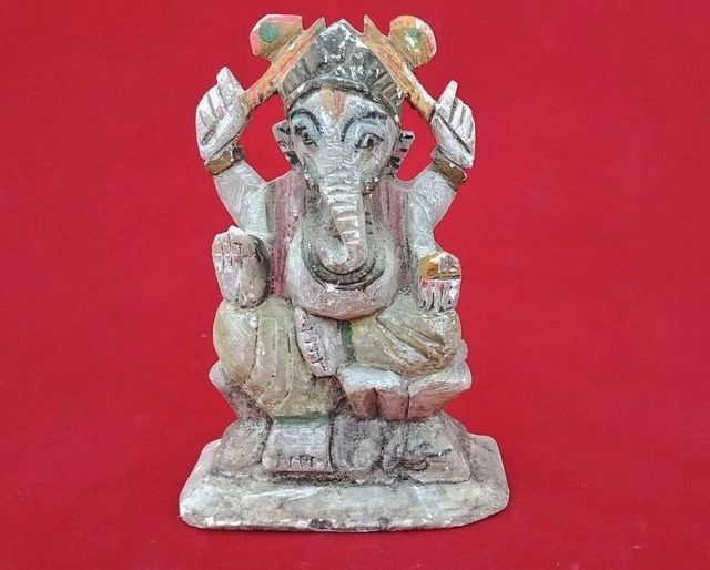 ANCIENNE FIGURE/STATUE DU Seigneur Ganesha En Pierre De Marbre Blanc ...
