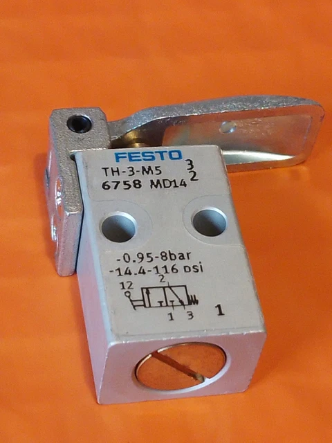 FESTO 3/2 M5 Finger Lever Valve Th-3-M5 Ident 6758 New Stock $93.75 ...