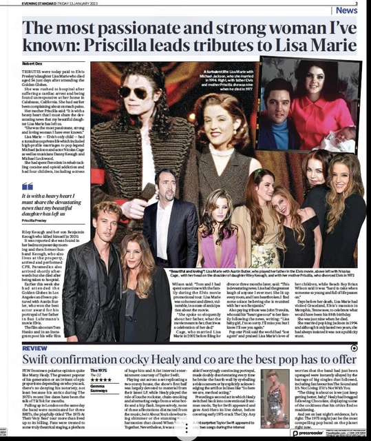 MICHAEL JACKSON LISA Marie Priscilla Presley RIP Elvis UK Newspaper ...