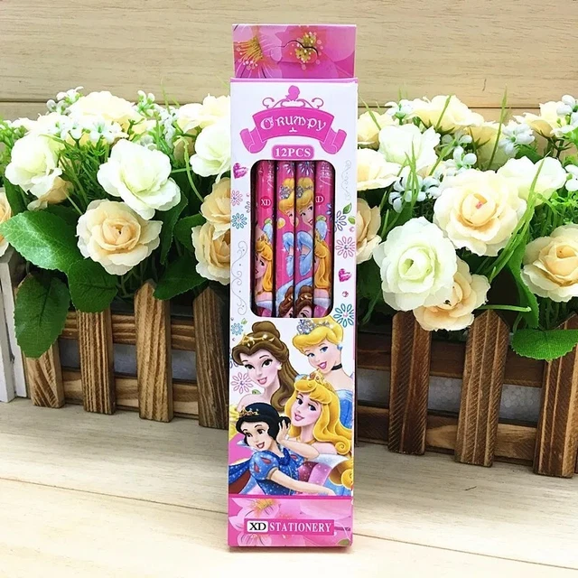 LOT OF 12 Pencils Eraser School Spiderman Mickey Cars Princess Queen Of ...