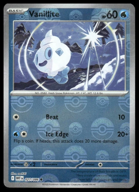 POKEMON SV: WHITE Flare #027/086 Vanillite (Poke Ball Pattern) Common £ ...