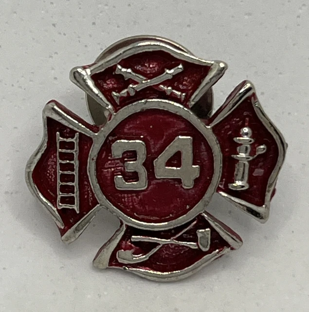 FIREFIGHTER LADDER ENGINE 34 Fire Department Rescue Enamel Lapel Hat ...