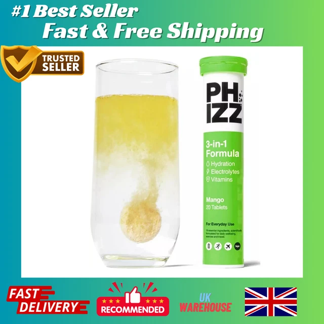 PHIZZ MULTIVITAMIN HYDRATION Tablets Electrolyte Vitamin Hydro Mango 20 ...