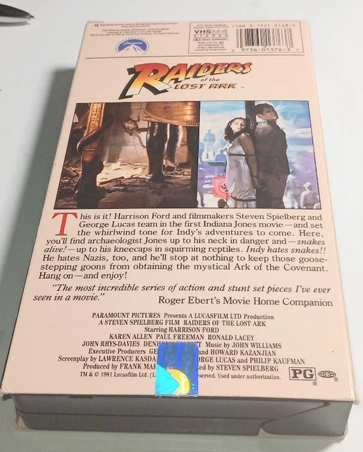RAIDERS OF THE Lost Ark VHS 1981 indiana Jones Harrison Ford £7.60 ...