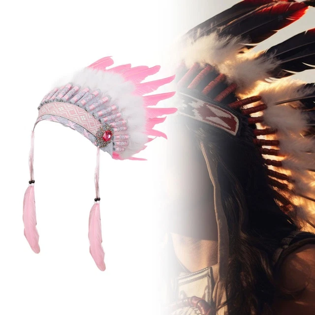 INDIAN CHIEF FEATHER Headdress Headband for Dressing up Festival Roles Play £32.76 - PicClick UK