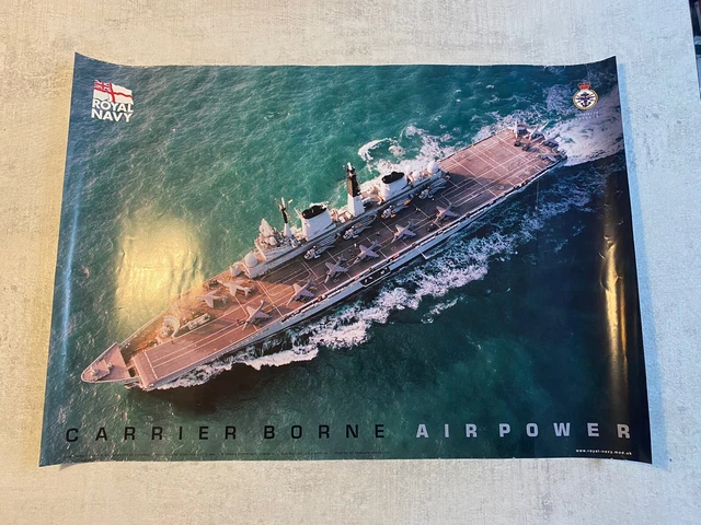 HMS INVINCIBLE ROYAL Navy Poster Carrier Bourne Air Power 60cm X 42cm £ ...