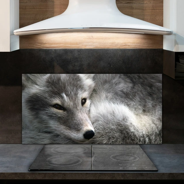 GLASS KITCHEN SPLASHBACK Tile Cooker Panel Arctic Fox Countryside ...