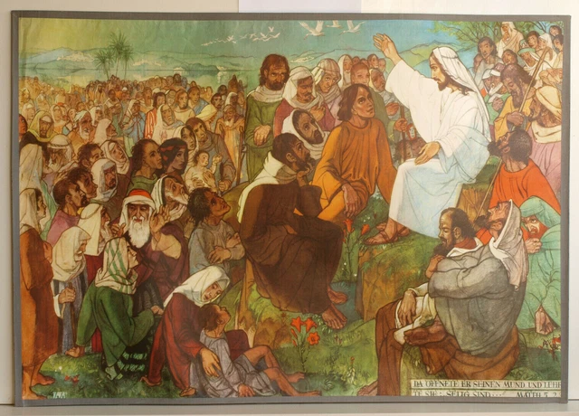 TABLEAU BIBLE TESTAMENT 43 Là Öffnete Er Sa Bouche Et Lehrte Vous Selig ...
