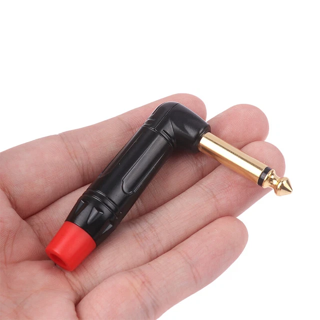 RIGHT ANGLE JACK 6.35MM Mono 6.5MM Connector Brass Gold Plated 1/4 Inch ...