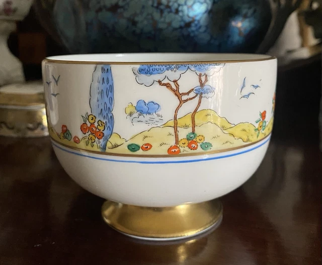CARLTON WARE CHINA 1920s Art Deco Sylvan Pattern Footed Enamelled Bowl ...