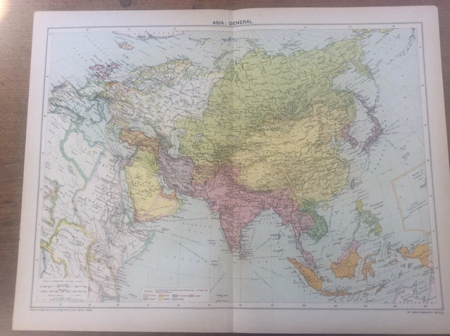 VINTAGE ANTIQUE 1939 Philips Map 20x15 Asia General Map £18.14 ...