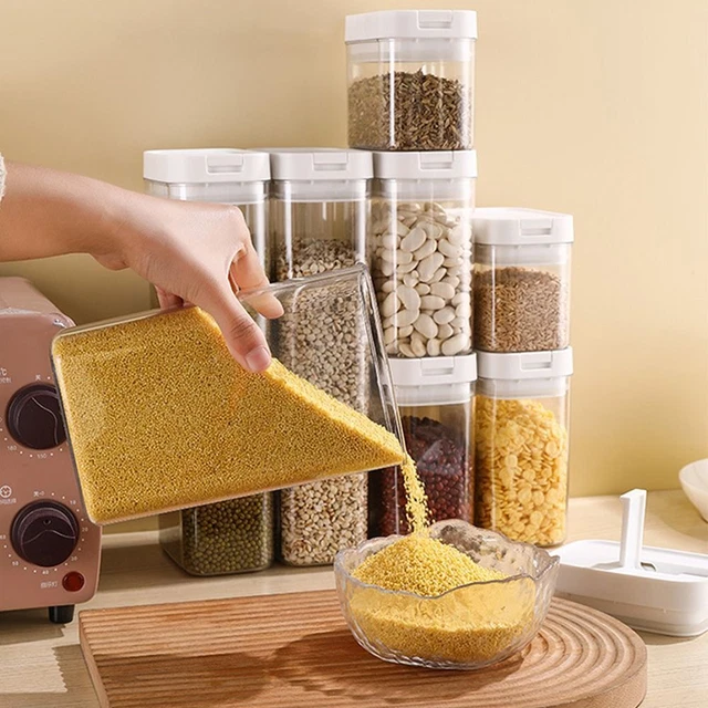 TRANSPARENT FLOUR GRAIN Tank Square Milk Powder Can Kitchen Supplies ...
