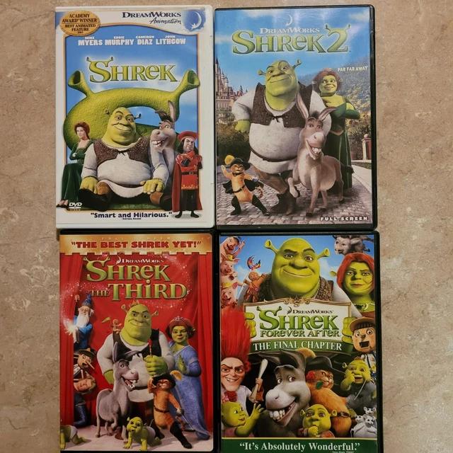 SHREK DVD LOT of 3. Shrek 2, shrek the third, forever after final ...